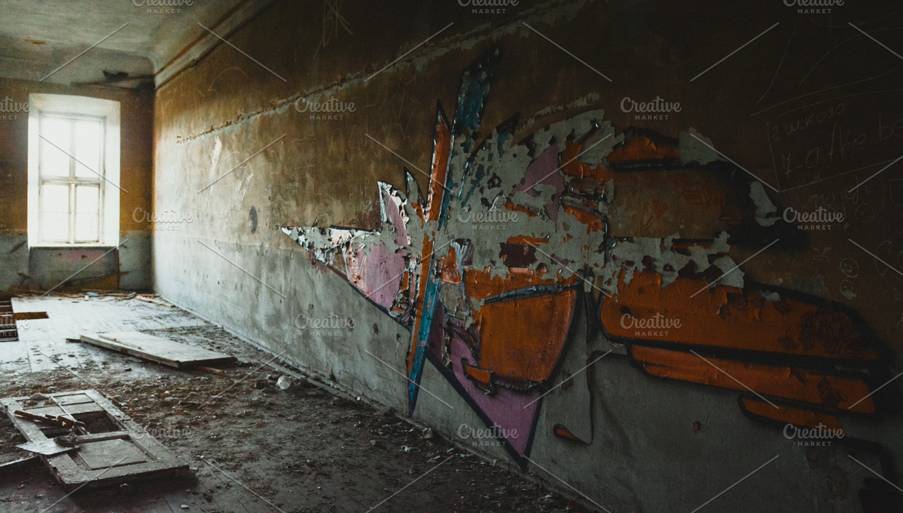 Street art in a ruined building stock photo containing street and art ...