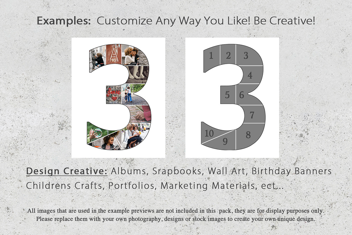 12x12 Number Photo Collage Templates, a Marketing Template by ...