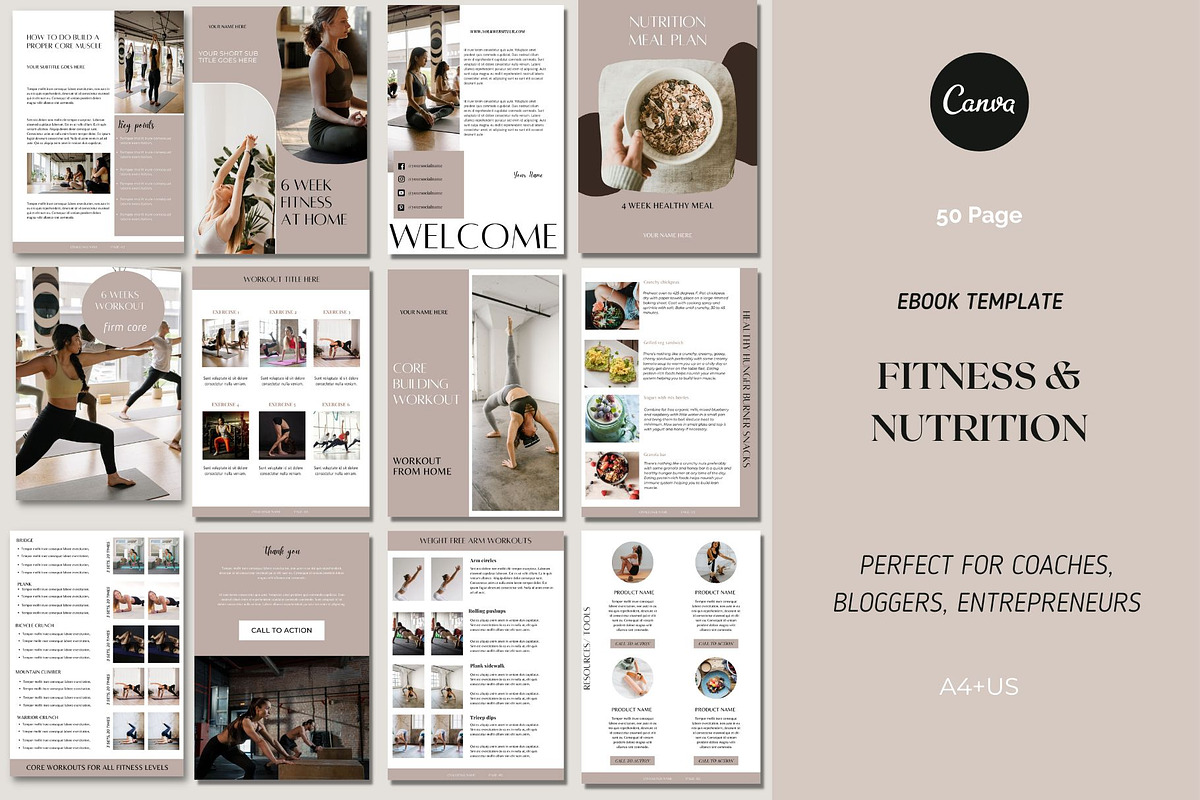 Fitness ebook Template, a Magazine Template by Deepa Template Studio