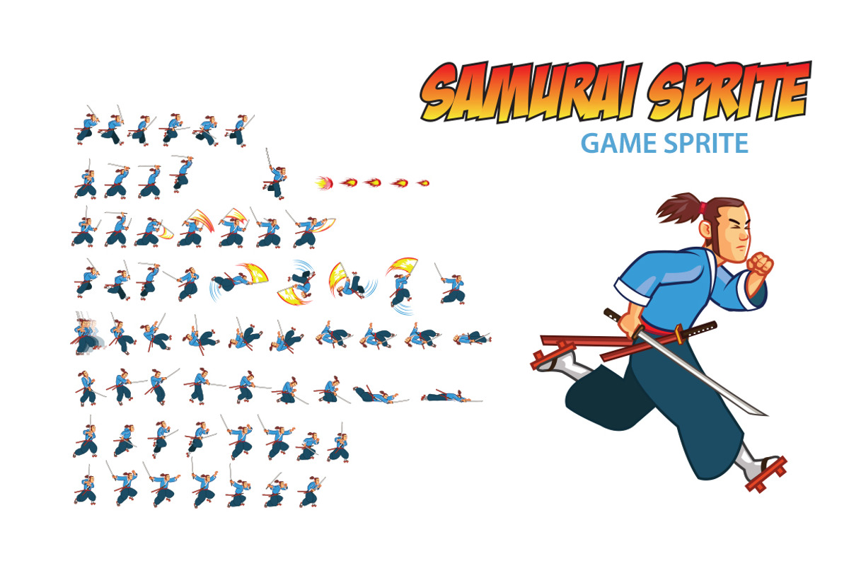 Samurai Game Sprite, an Illustration by Silpin