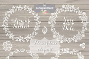 Rustic lace wreath wedding clipart, an Illustration by burlapandlace ...
