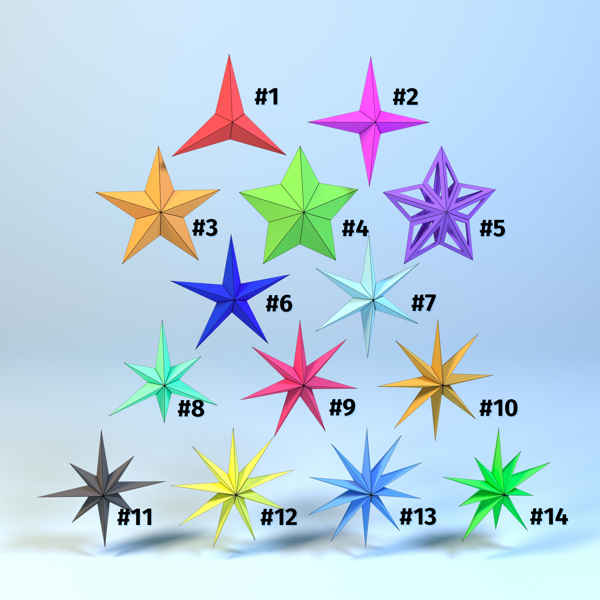DIY Polygonal stars 3D model templat, a Templates & Theme by PolyFish ...