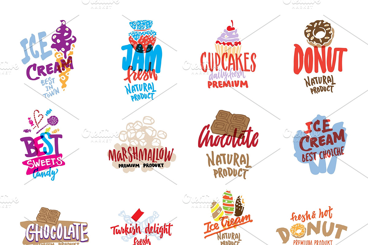 Sketch Candies And Sweets Logos Set, a Branding & Logo Template by ...