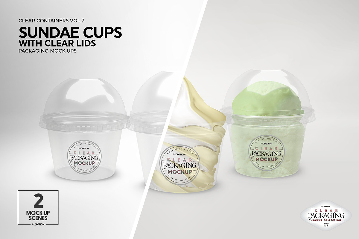Clear Sundae Cups with Lids Mockup, a Cups & Container Mockup by INCDesign