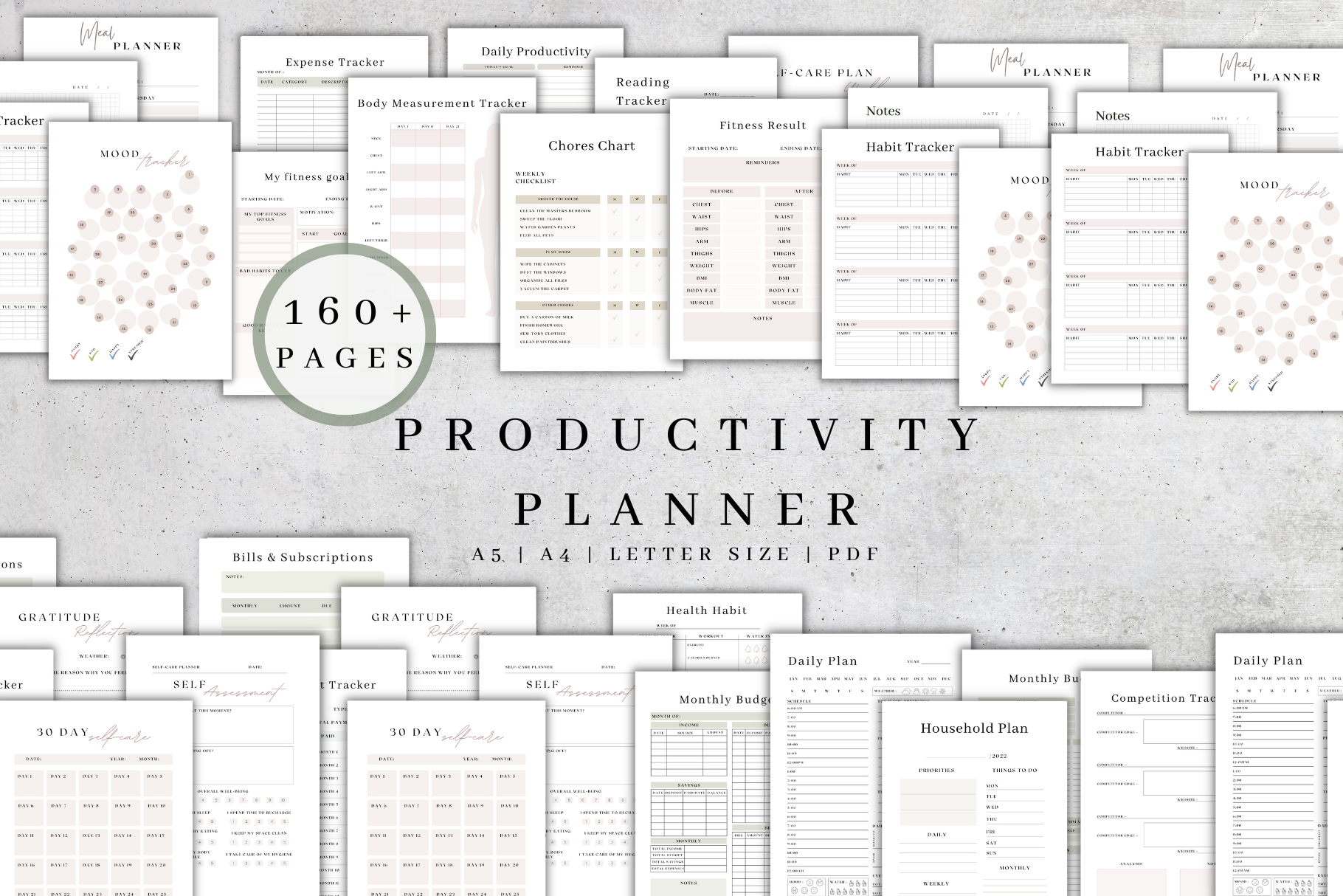 Digital Productivity Planner Bundle, a Stationery Template by BRANDcontent