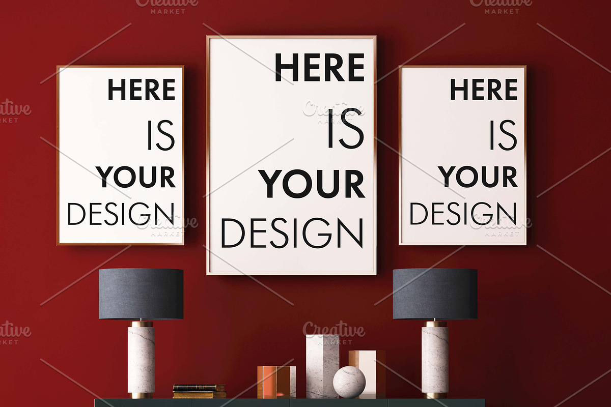 Mockup poster with a dining table, a Print Template by FilL239