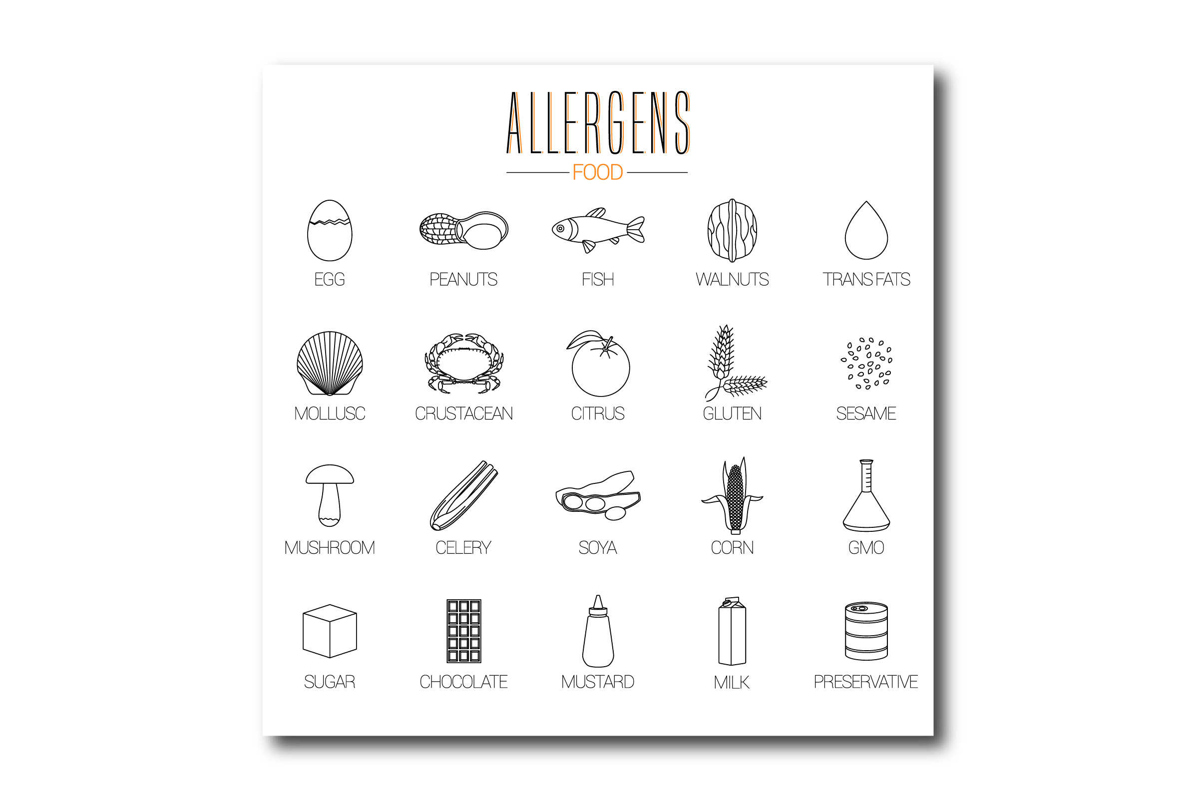 Set of vector food allergens, a Graphic by Darth Vector | Creative Market