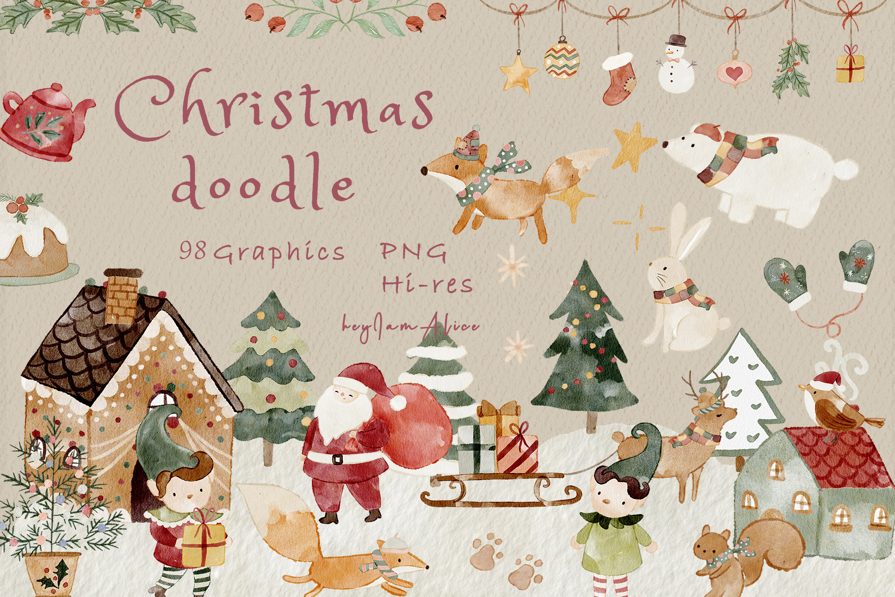 Christmas doodle clipart