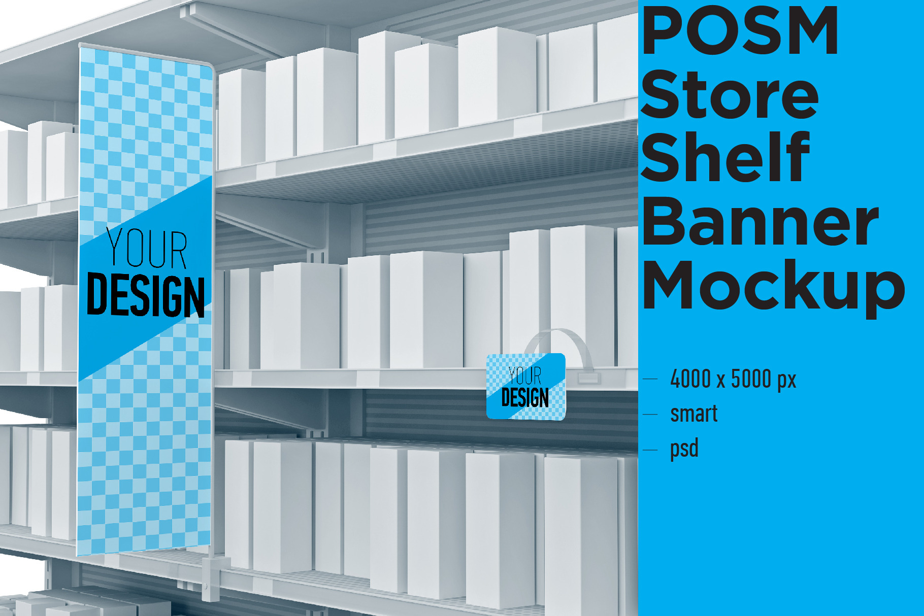 POSM Store Shelf Banner Mockup 3, a Templates & Theme by Alexmaker