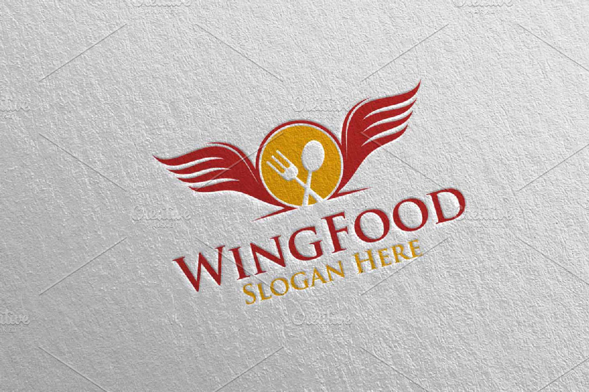 Wing Food Logo Restaurant or Cafe 71, a Branding & Logo Template by ...