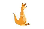 Kangaroo. Cute vector wallaby illustration, cartoon kangaroo or ...