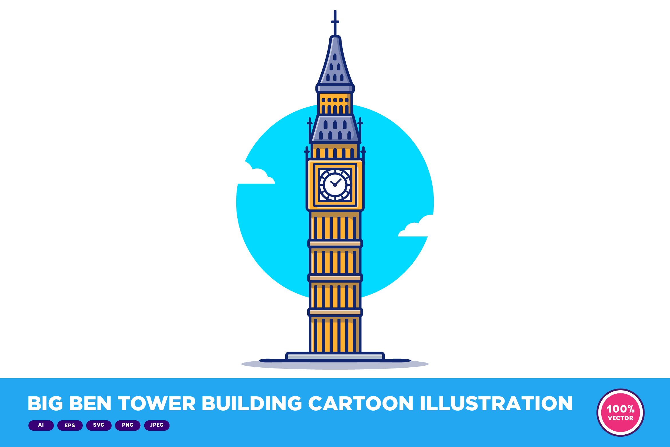 Big Ben Tower Building Cartoon, an Illustration by Catalyst Labs ...