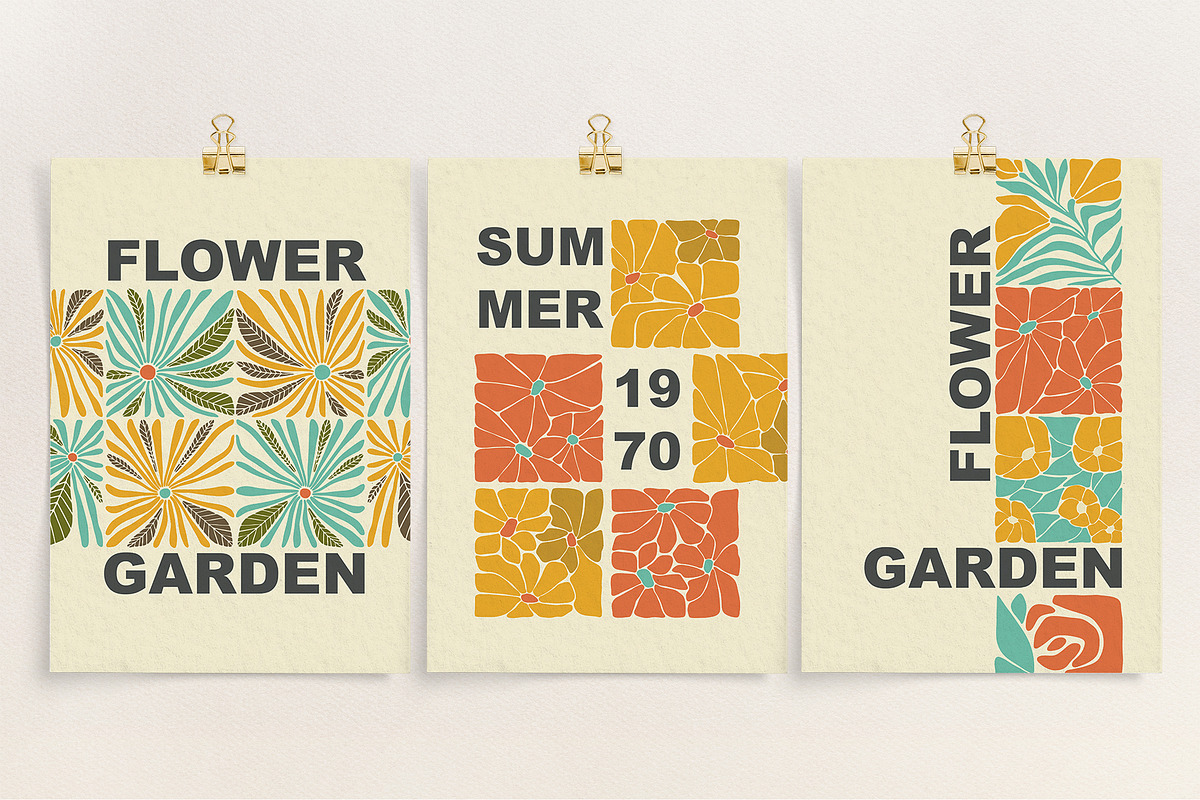 Retro Floral Patterns & Posters
