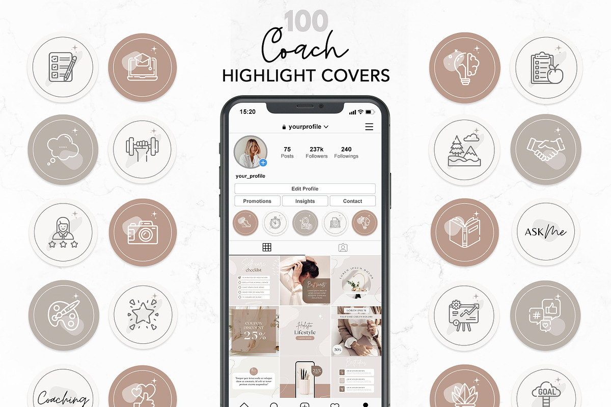 520 Coaching Instagram Templates, a Social Media Template by SwitzerShop