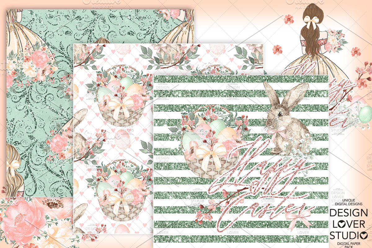 - 50%Happy Easter digital paper pack, a Pattern Graphic by ...