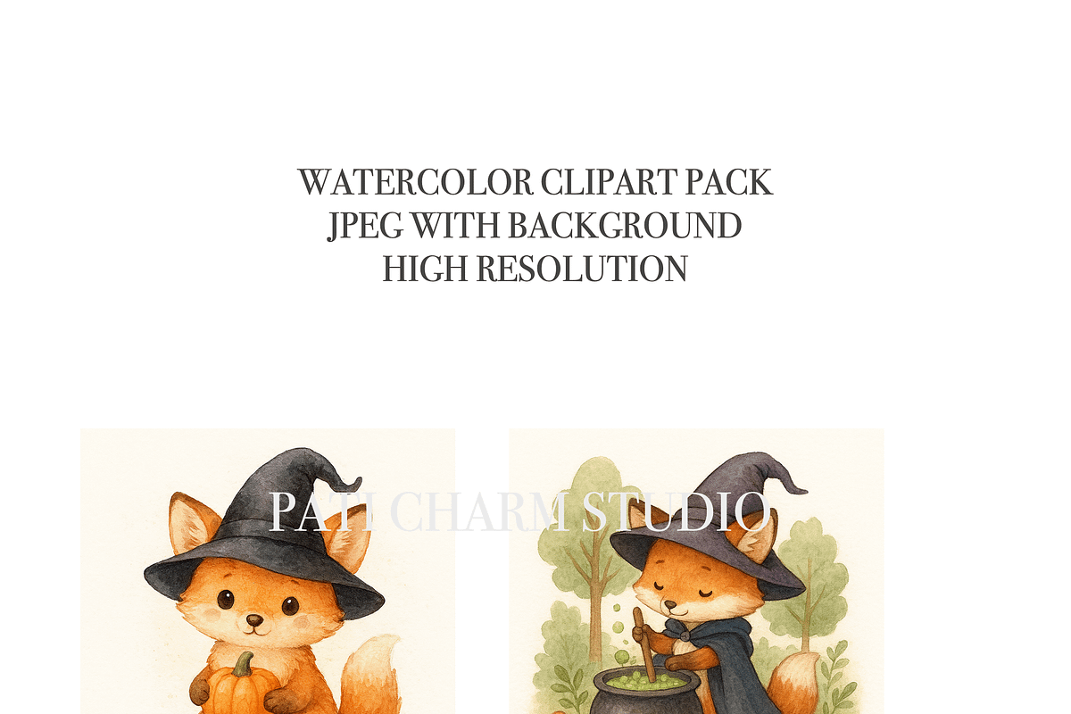 Fox Witch Clipart Set
