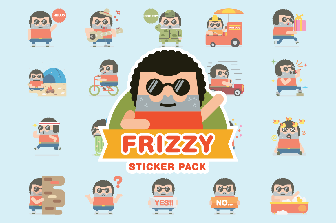 Frizzy Sticker Pack, an Outline Icon by pecellele pencil