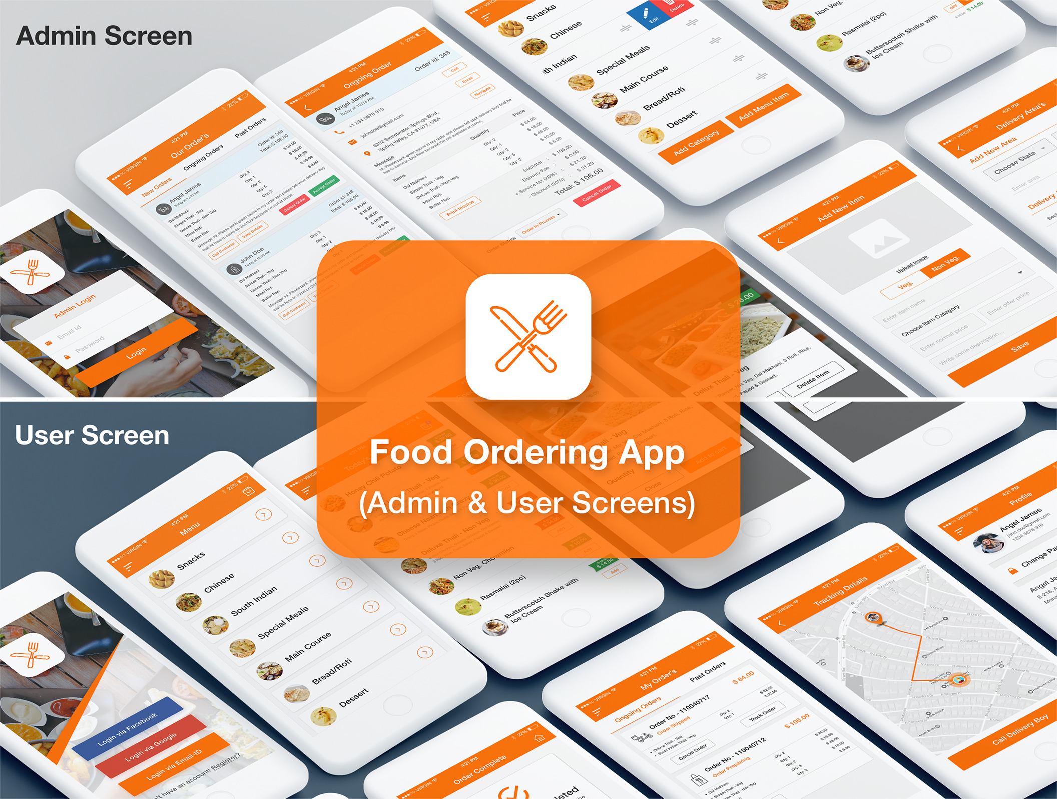 Food Ordering Admin & User, an UI Kit Template by App Innovation