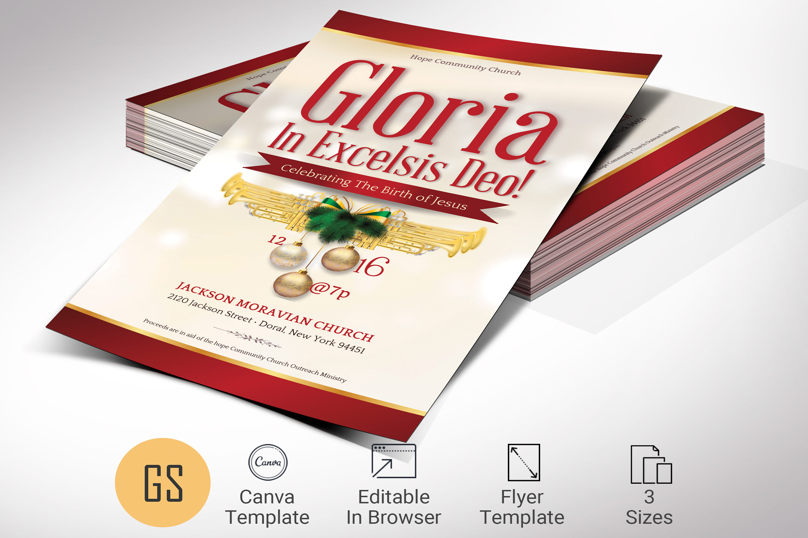 Gloria Christmas Cantata Flyer Canva | Creative Market