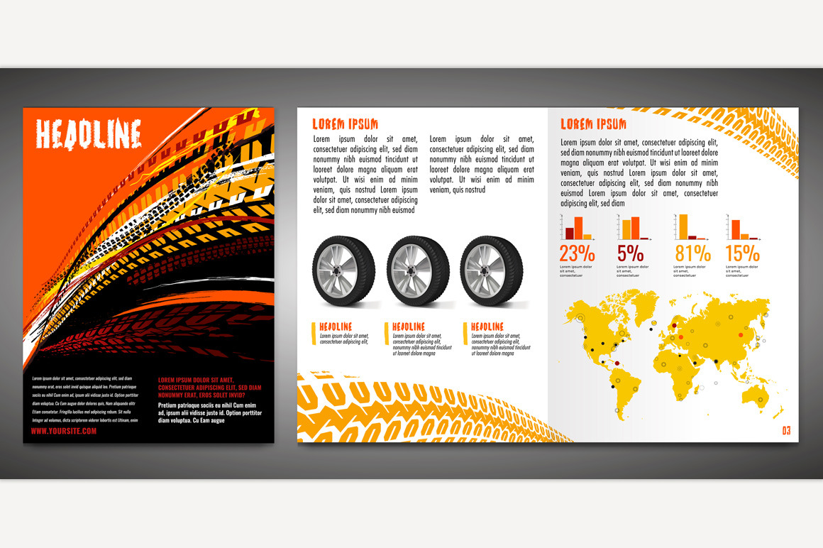 Tire brochure template, a Texture Illustration by Anna's Shop