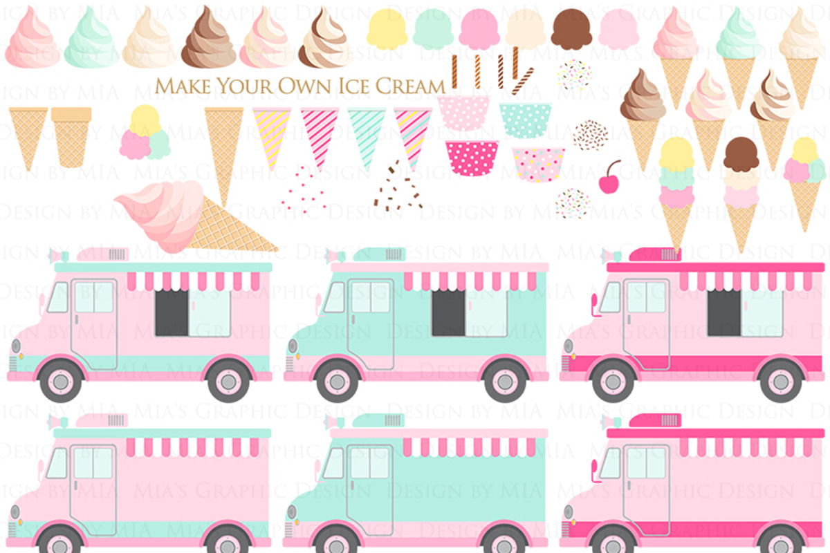 Ice Cream Party, Ice Cream Truck, an Illustration by Mia's Graphic Design
