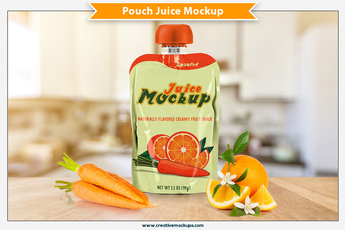 Pouch Juice Mockup, a Cups & Container Mockup by Plus Media