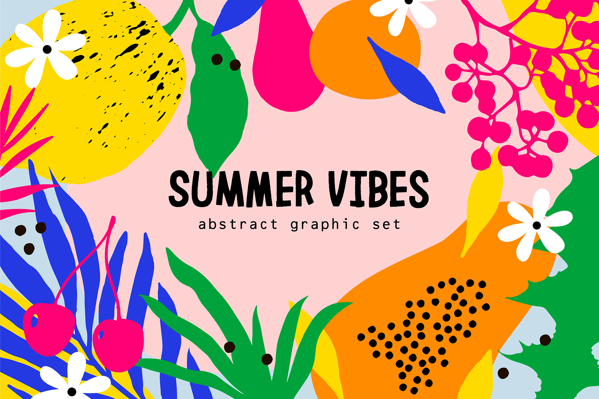 SUMMER VIBES Abstract Graphic Set, a Pattern Graphic by Katerina Osa