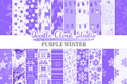 Purple Winter digital paper, a Pattern Graphic by Doodle Cloud Studio