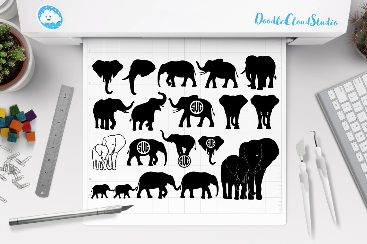 Elephants SVG, Elephant family svg., an Animal Illustration by Doodle ...