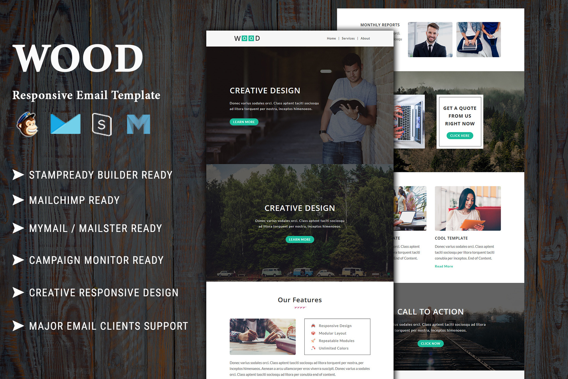 Wood - Responsive Email Template, an Email Template by Pennyblack Templates
