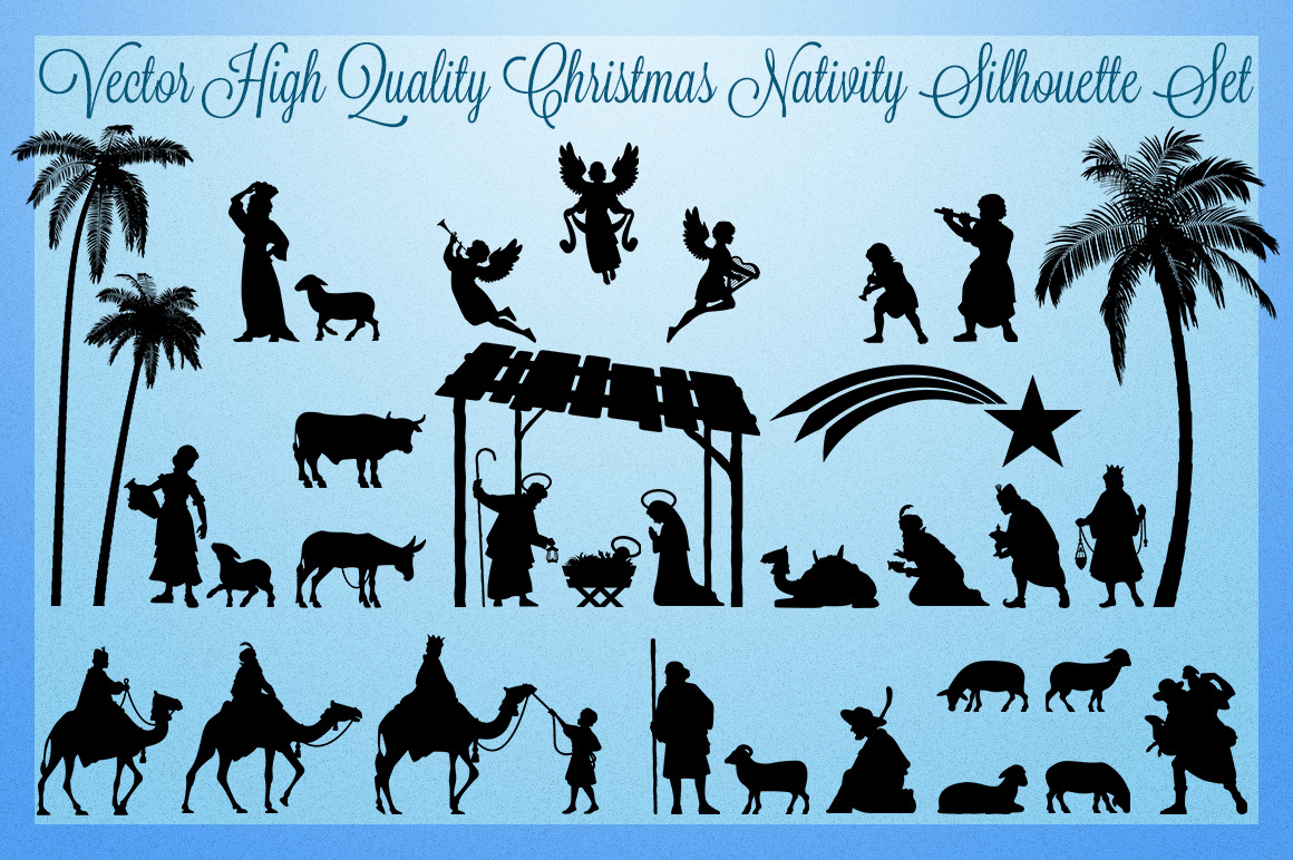 Vector Christmas Silhouette Set, an Illustration by Pingebat
