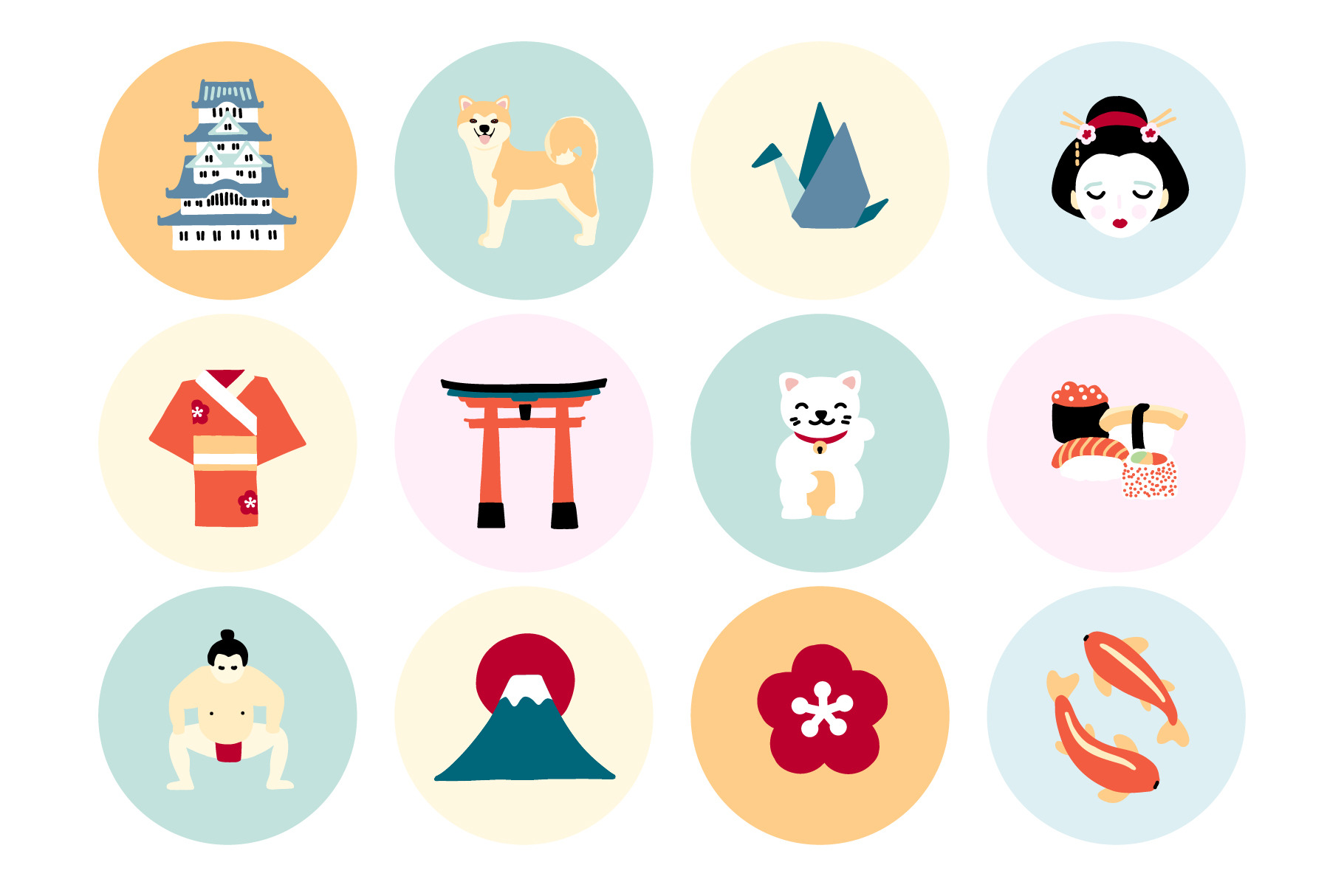 Set of Japanese Cultural Icons, an Icon by Goodputty