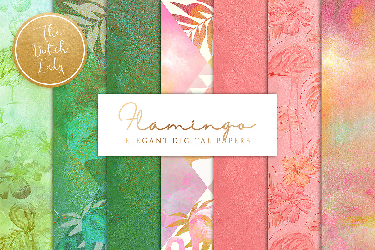 Tropical Flamingo Scrapbook Papers, a Pattern Graphic by The Dutch Lady ...