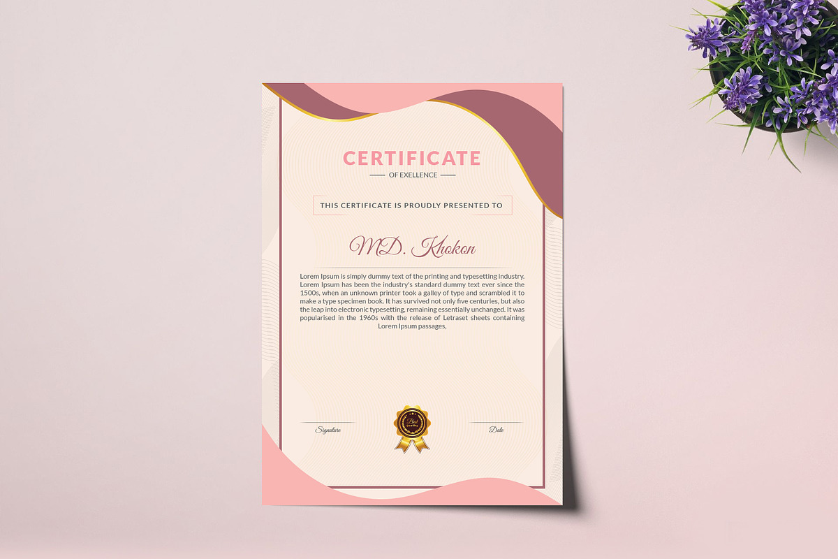 Creative Certificate Design Template, a Stationery Template by MRI STUDIO