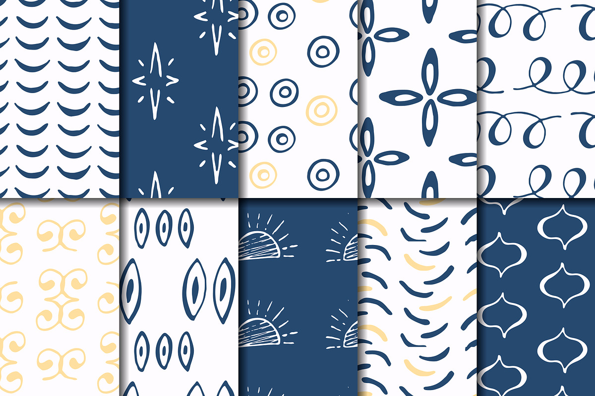 Mediterranean 30 hand drawn patterns, a Pattern Graphic by SiDesign