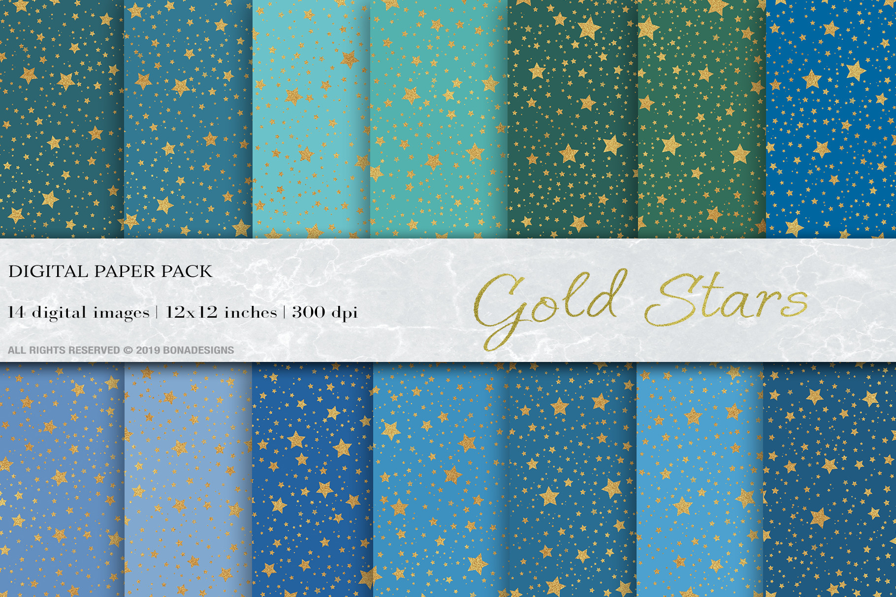 Gold Stars Digital Papers, a Texture Graphic by BonaDesigns | Creative ...
