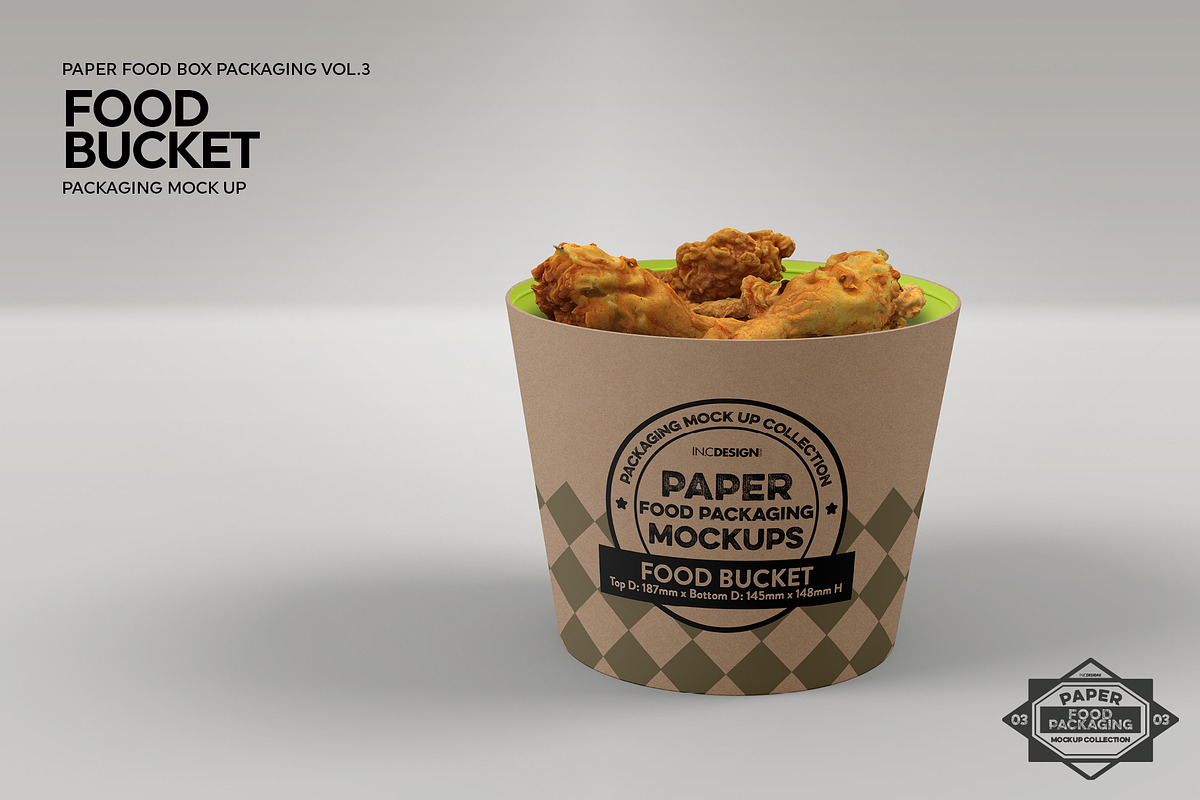 Paper Food Bucket Packaging Mockup, a Cups & Container Mockup by INCDesign