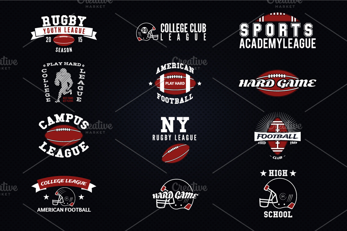 12 Football Labels & Patterns, a Sport Illustration by JeksonGraphics