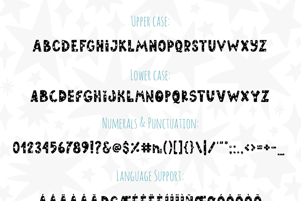 Starry Typeface - Font with Clipart, a Script Font by Velliniki