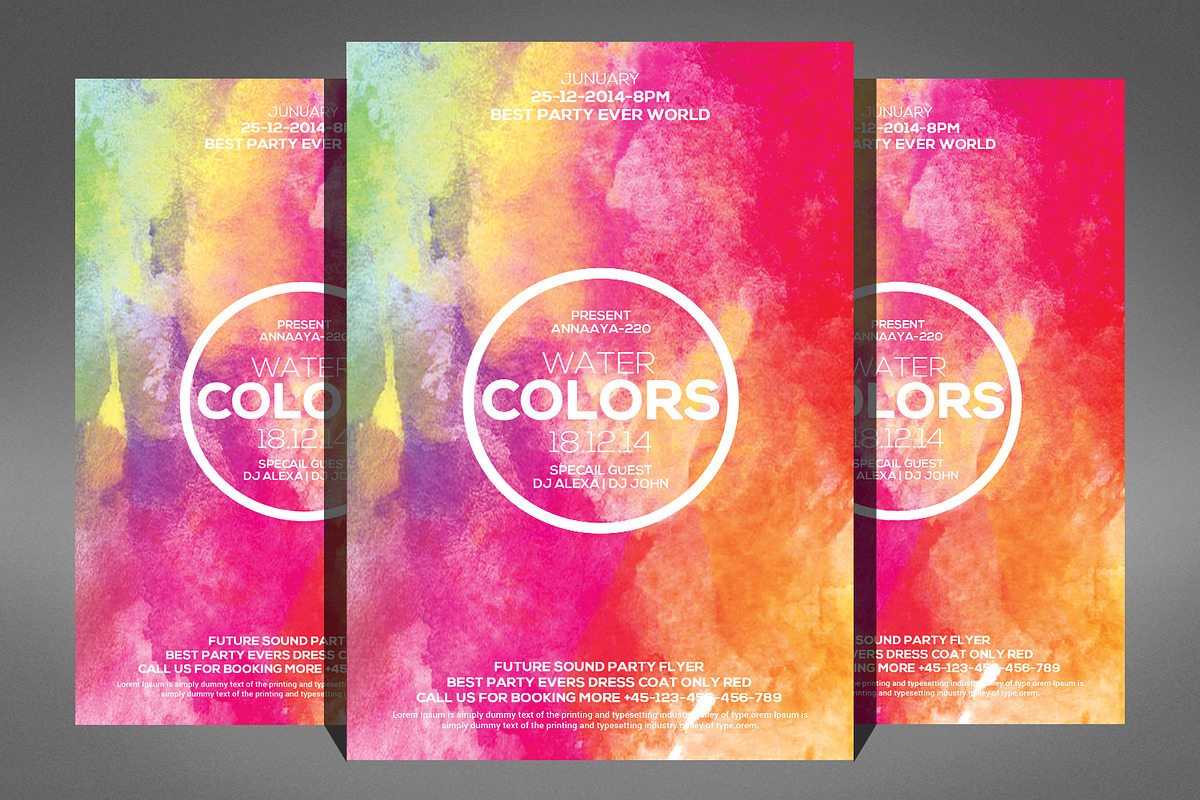 Watercolor Flyer Psd, a Flyer Template by Graphic Templates
