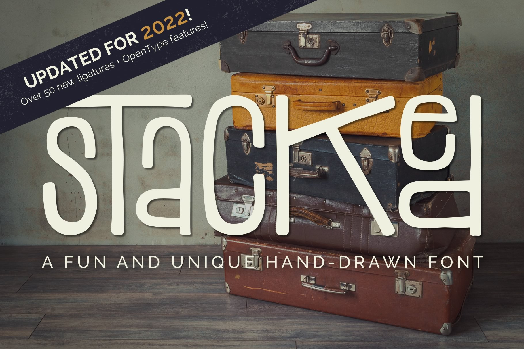 Stacked Font, a Sans Serif Font by Denise Chandler