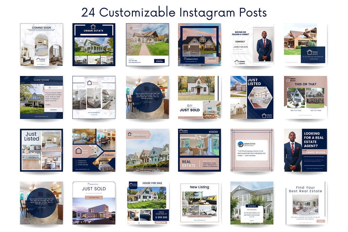 35 Real Estate Canva Templates, a Social Media Template by Viberints