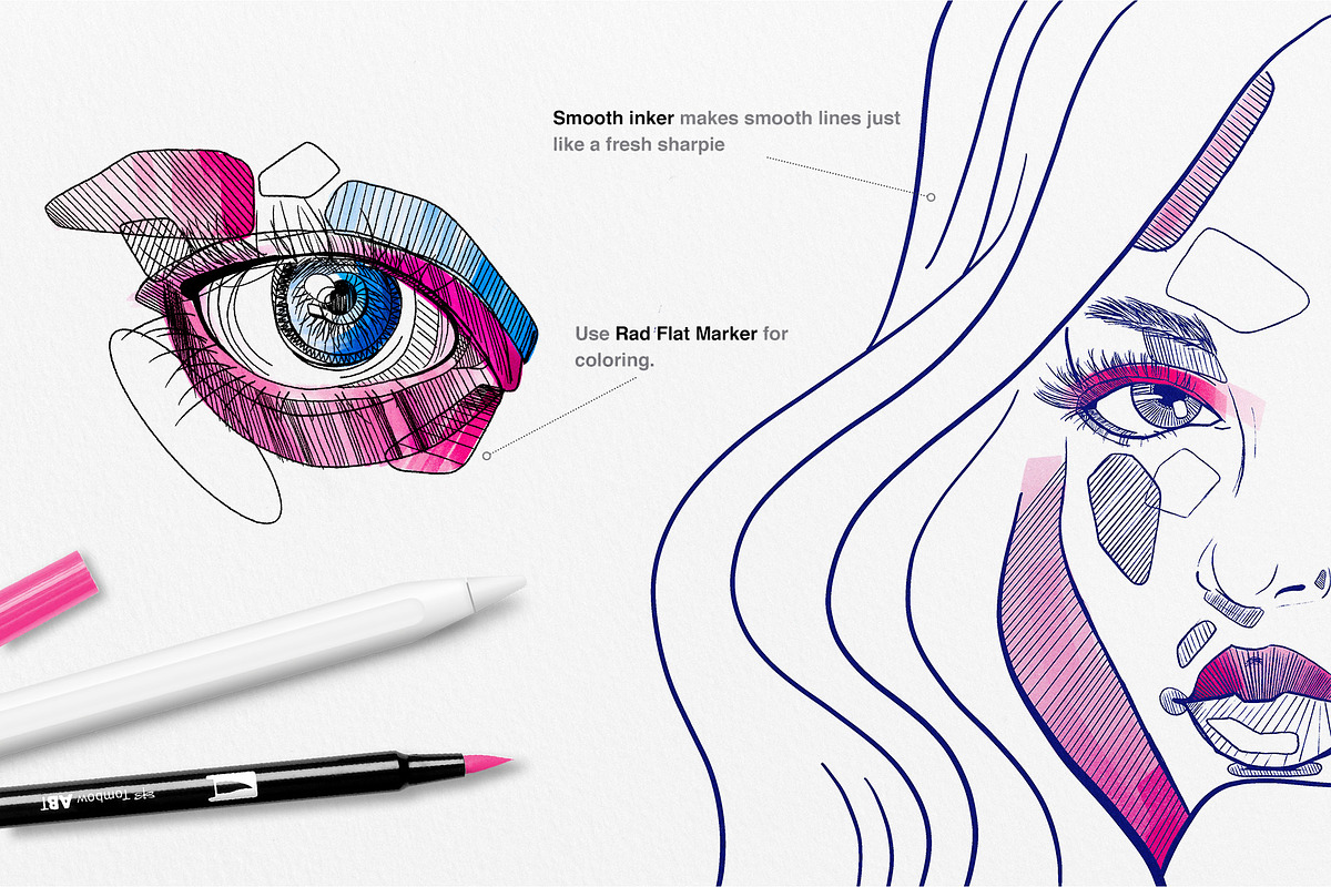 Procreate Alcohol Markers & Papers, a Brush Add-On by RadekBroz