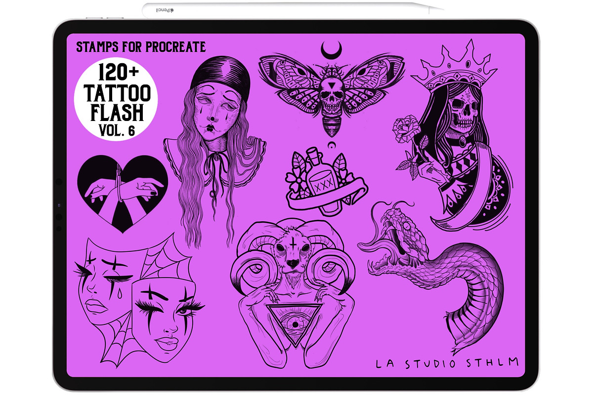 Tattoo Flash Vol. 6 - Procreate Stamp Set