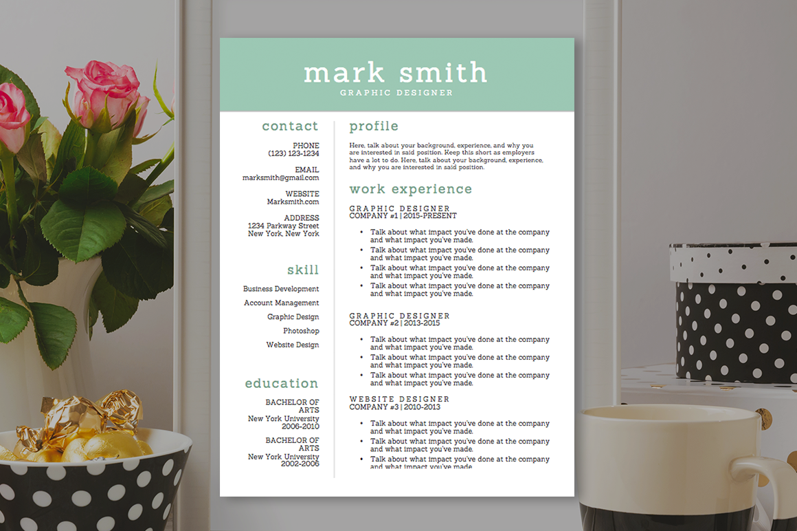 Green Resume Template - MS Word, a Resume Template by ShalexDesigns