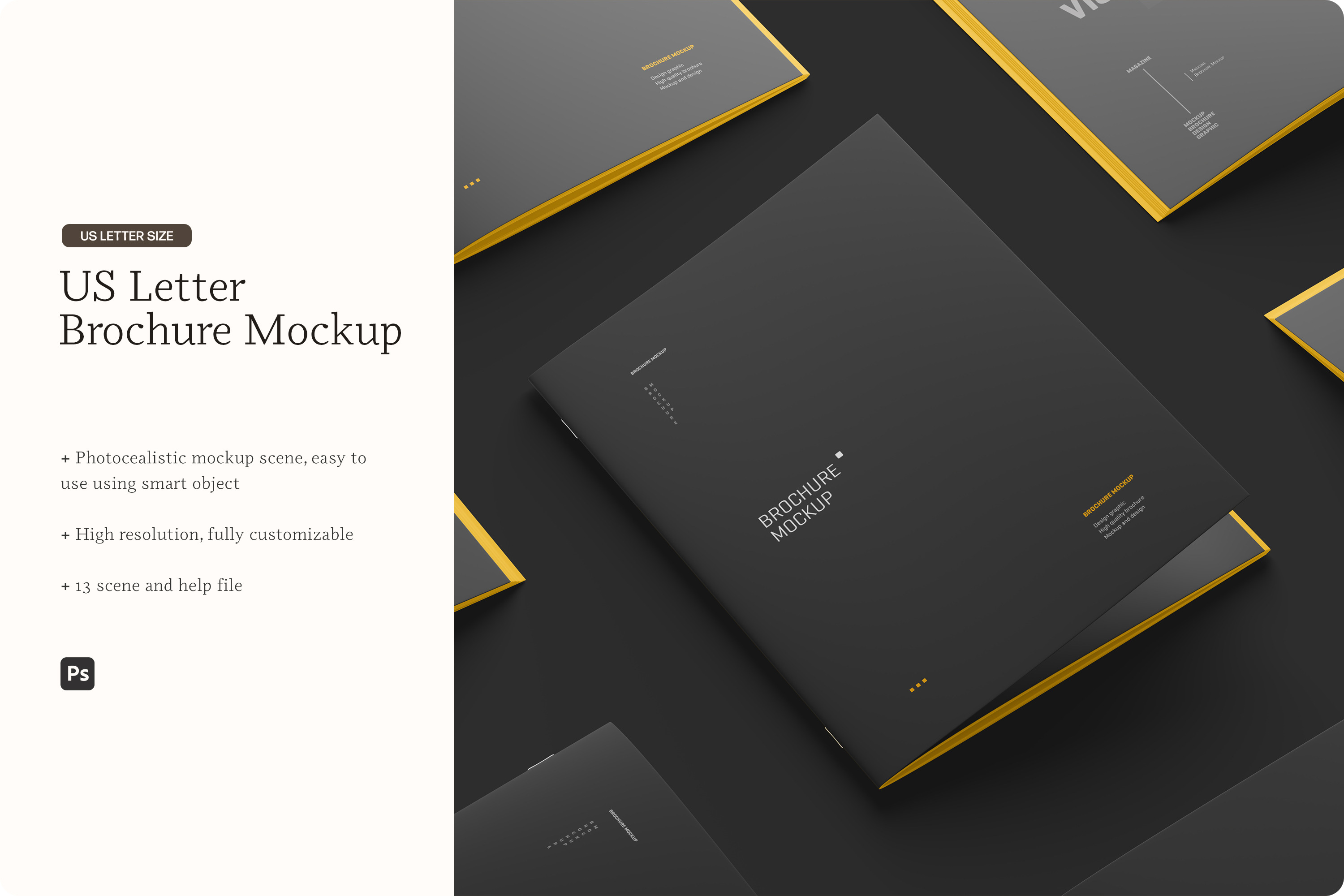 US Letter Brochure Mockup Set, a Books & Magazine Mockup by Toasin Studio