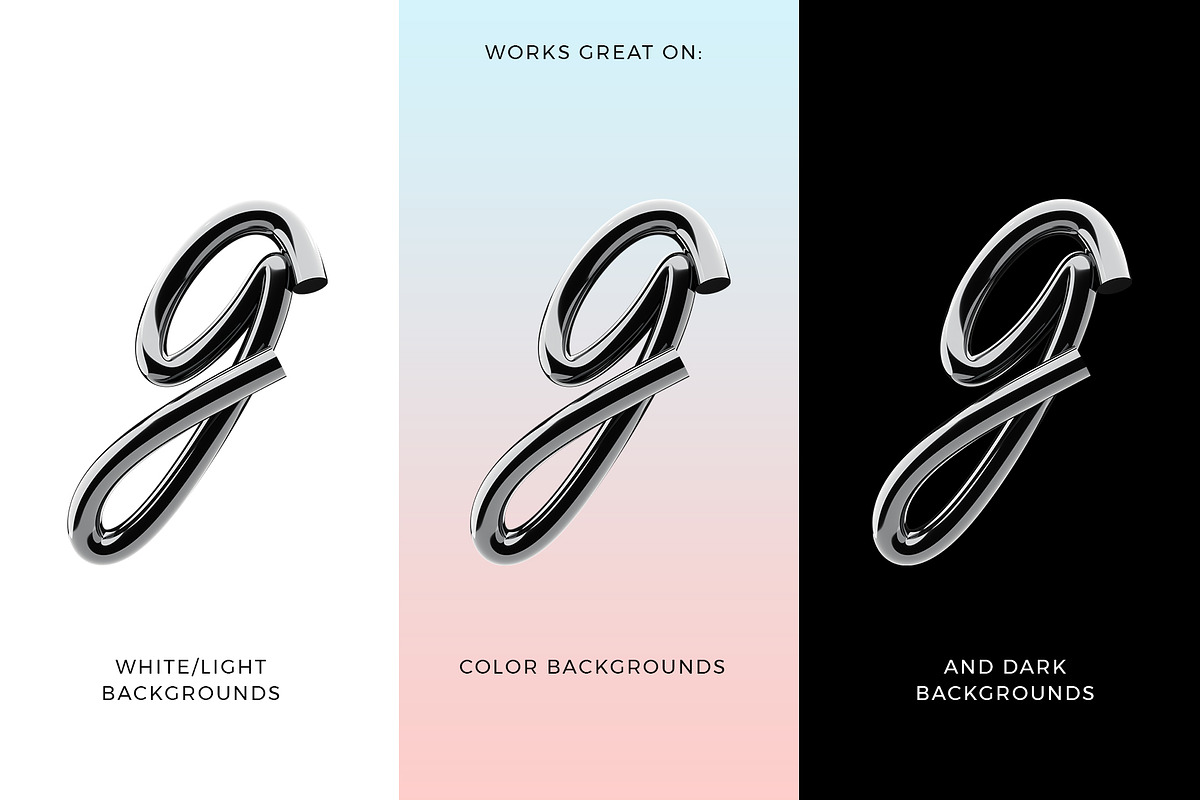 Chrome 3D Lettering set, a Graphic by Youandigraphics