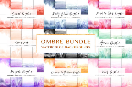 Coral ombre watercolor | Textures ~ Creative Market