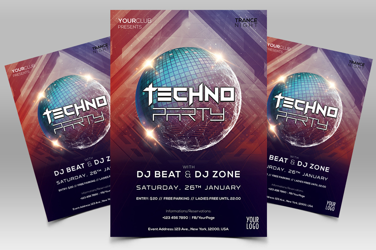 Techno Party PSD Flyer Template, a Flyer Template by Naim Selmani
