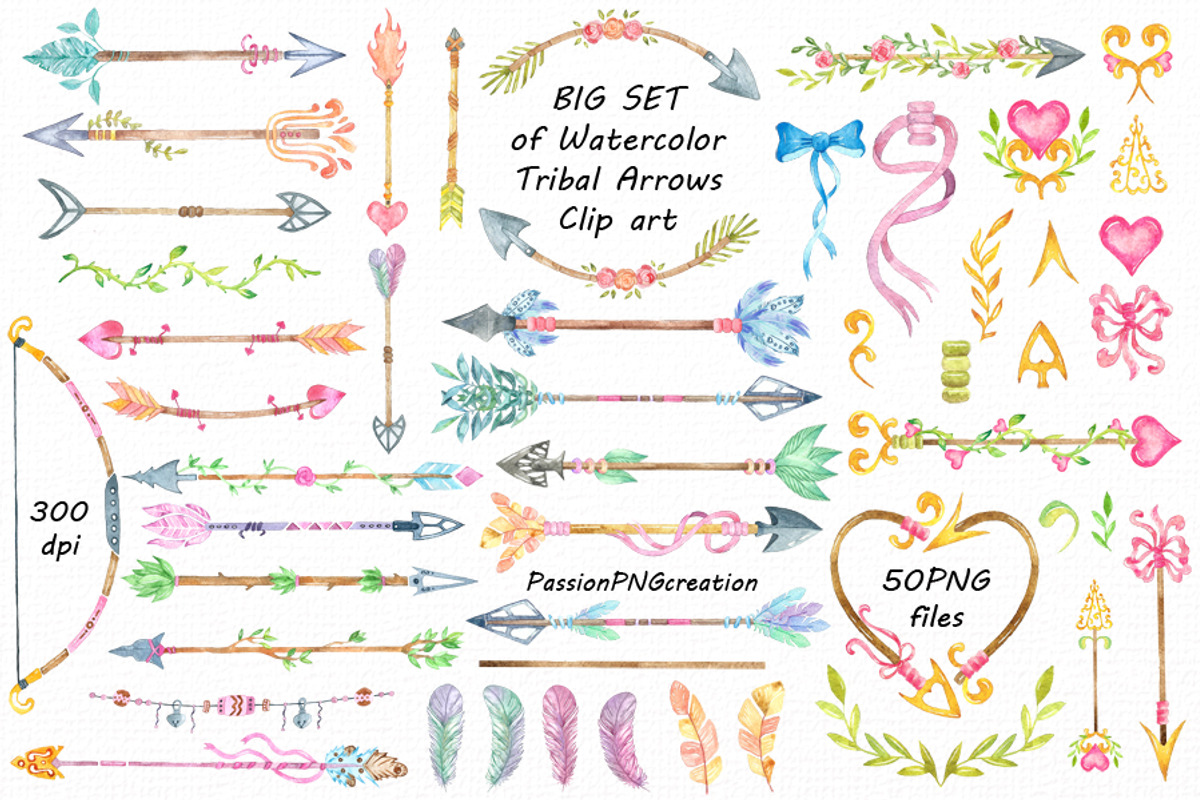 Watercolor Arrows Clip art, an Illustration by PassionPNGcreation